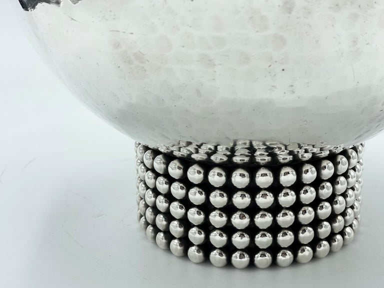 Jean Despres French Silver Plate Metal Bowl For Sale at 1stDibs