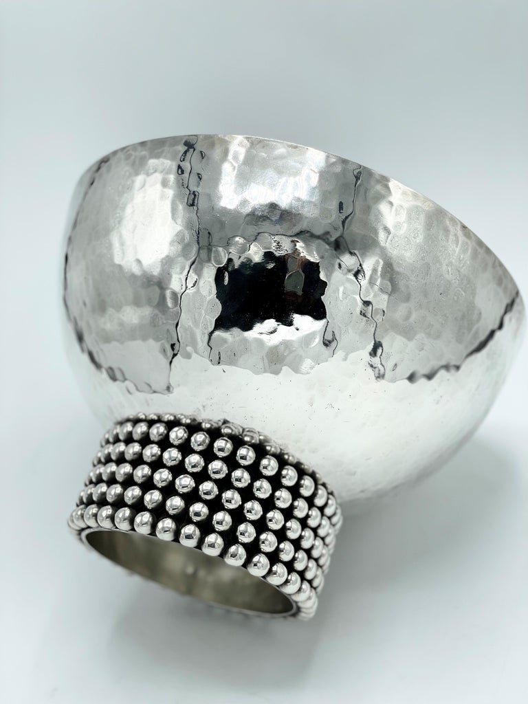 Jean Despres French Silver Plate Metal Bowl For Sale at 1stDibs