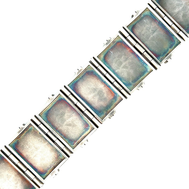 Jean Després Hammered Silver Bracelet For Sale at 1stDibs