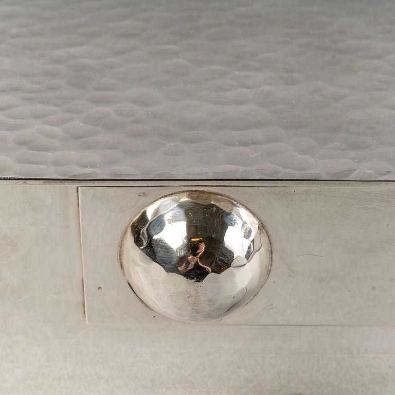 Jean Despres, Important Box Modernist Art Deco Hammered Silver Metal ...