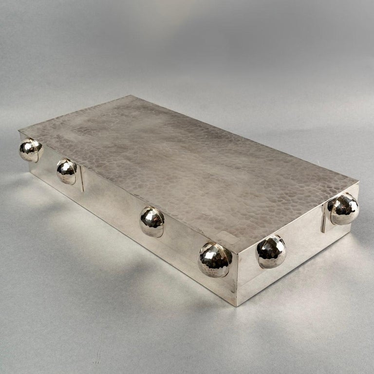 Jean Despres, Important Box Modernist Art Deco Hammered Silver Metal ...