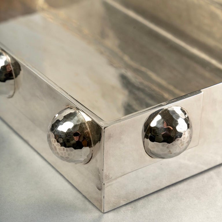 Jean Despres, Important Box Modernist Art Deco Hammered Silver Metal ...
