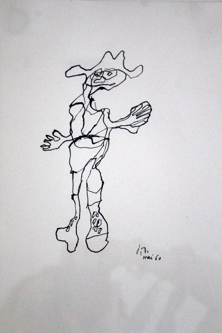 Jean Dubuffet Petit Personnage Signed Ink Drawing on Paper Art Brut ...