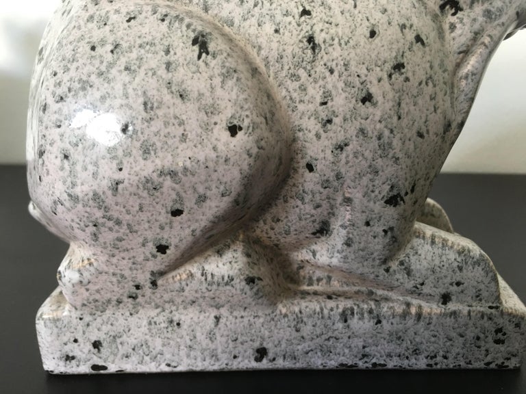 Jean et Joel Martel Signed Grey Ceramic Rabbit, Cubist Sculpture ...
