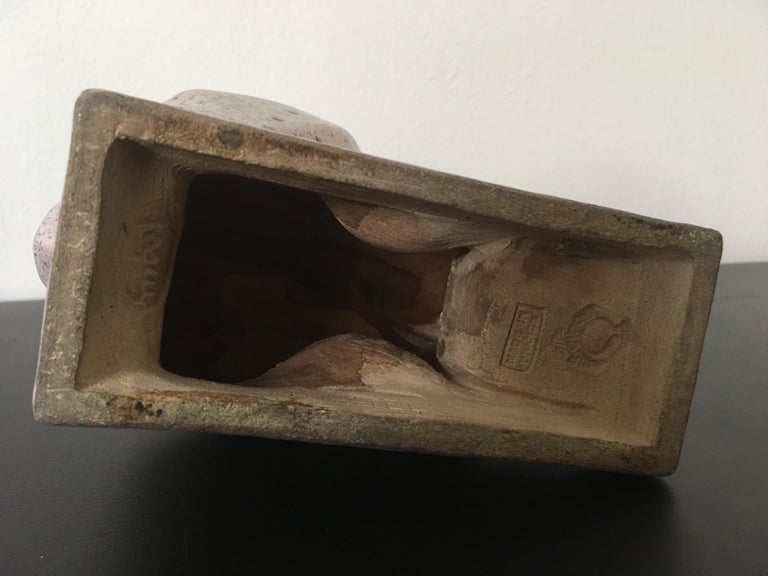 Jean et Joel Martel Signed Grey Ceramic Rabbit, Cubist Sculpture ...