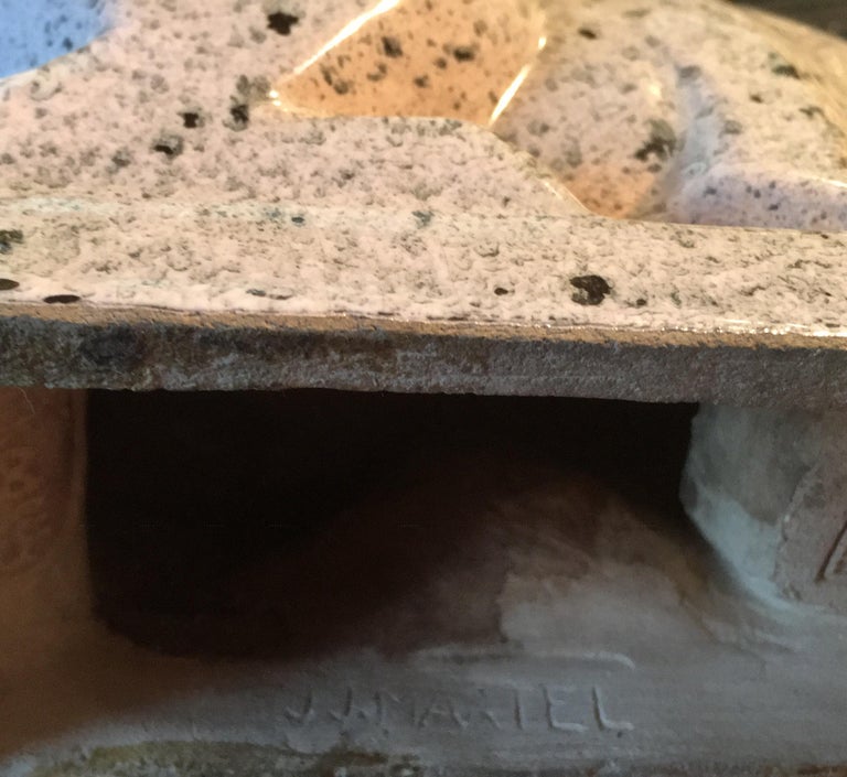 Jean et Joel Martel Signed Grey Ceramic Rabbit, Cubist Sculpture ...