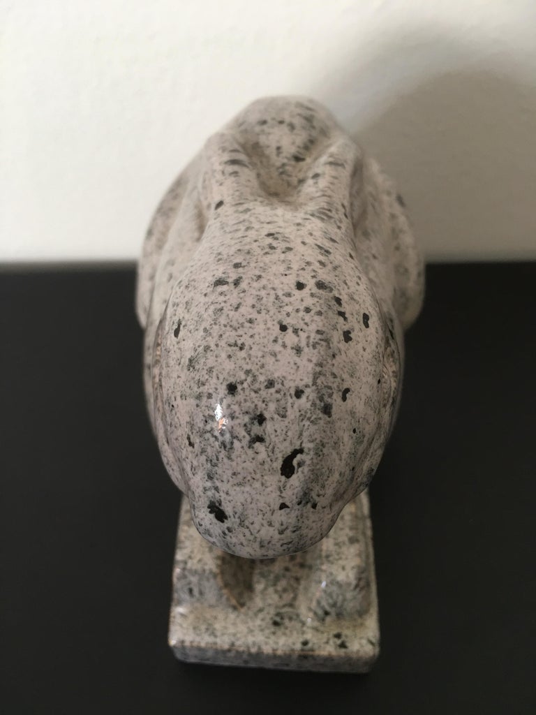 Jean et Joel Martel Signed Grey Ceramic Rabbit, Cubist Sculpture ...