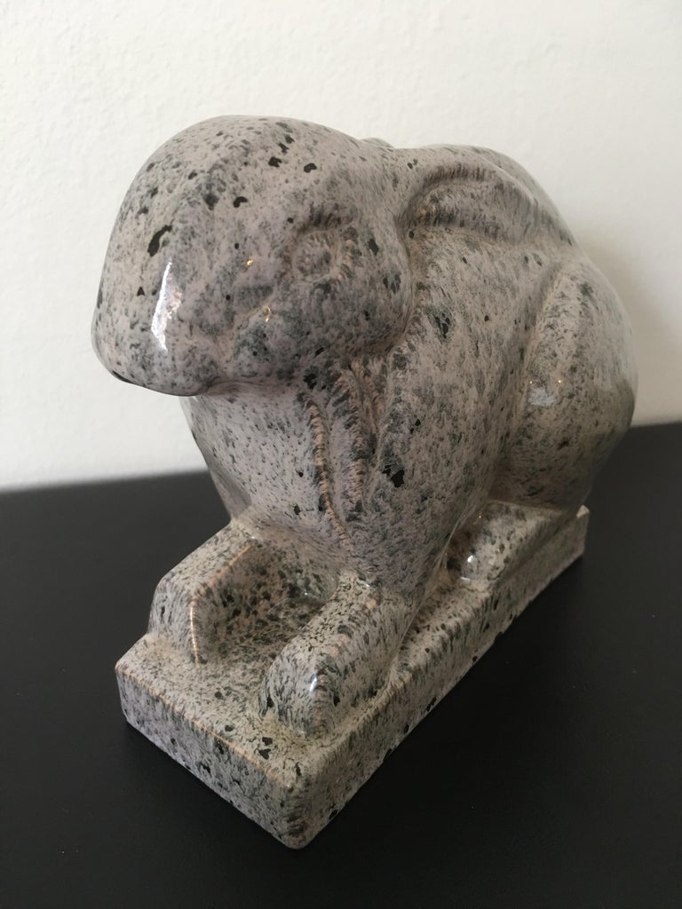 Jean et Joel Martel Signed Grey Ceramic Rabbit, Cubist Sculpture ...