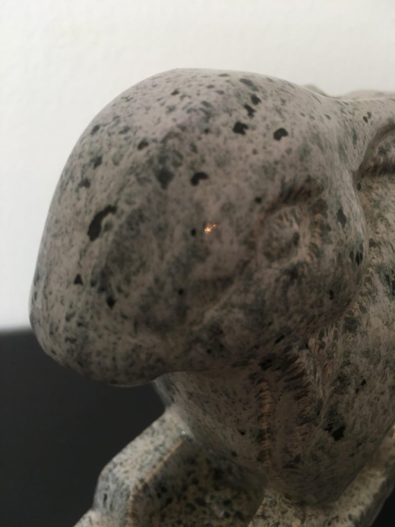 Jean et Joel Martel Signed Grey Ceramic Rabbit, Cubist Sculpture ...