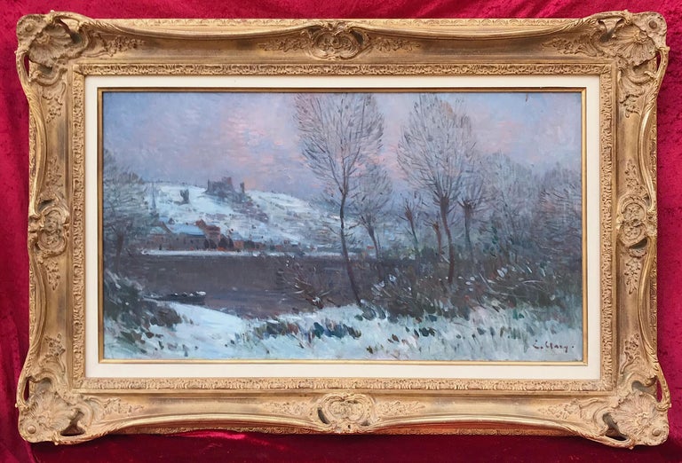 Jean Eugene Clary - Winter Landscape by the River For Sale at 1stDibs