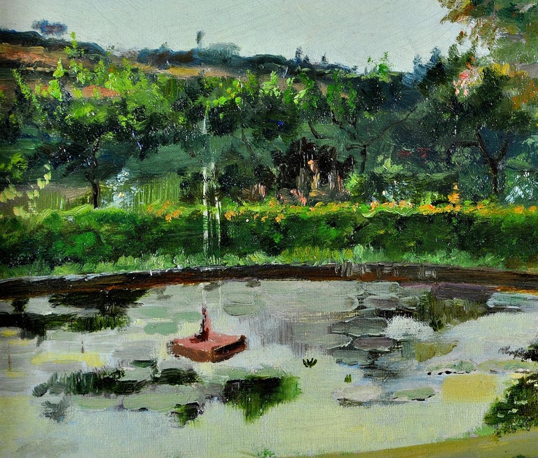 Jean Galland - Pond with a Fountain - French Impressionist South of ...