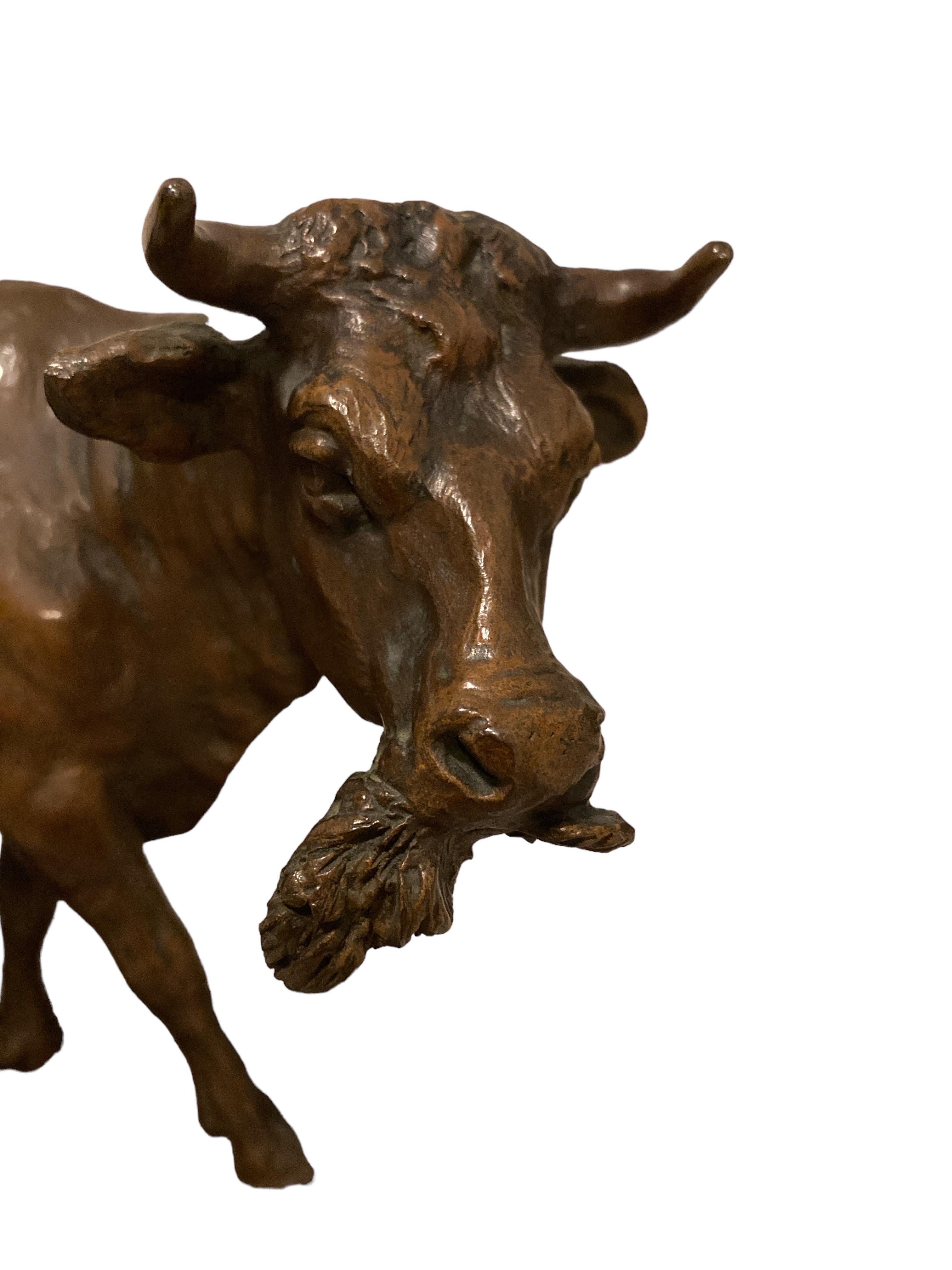 Jean Gautherin 19th Century Bronze Cow Grazing Sculpture E. Colin and ...