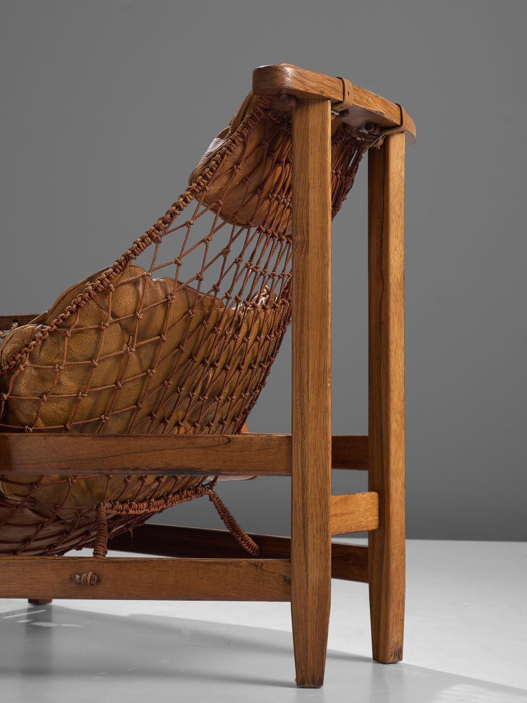 Jean Gillon Patinated 'Jangada' Lounge Chair in Cognac Leather For Sale ...