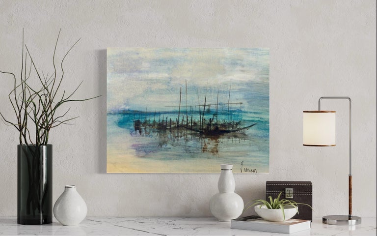 Jean Jansem - La lagune à Venise, 1968-69, oil on paper laid on canvas ...