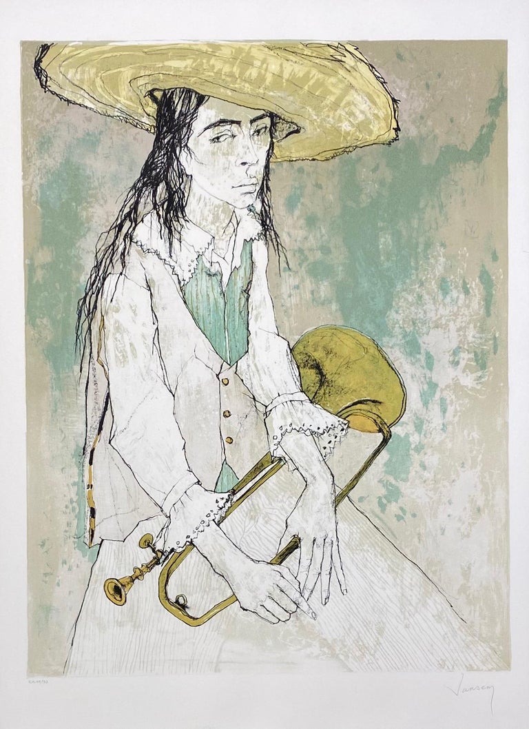 Jean Jansem - Le Clairon, 1993, original lithograph by Jean Jansem ...