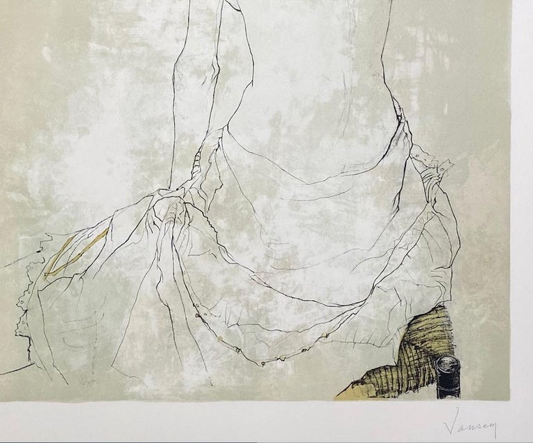 Jean Jansem - Le foulard vert, 1993, original lithograph by Jean Jansem ...