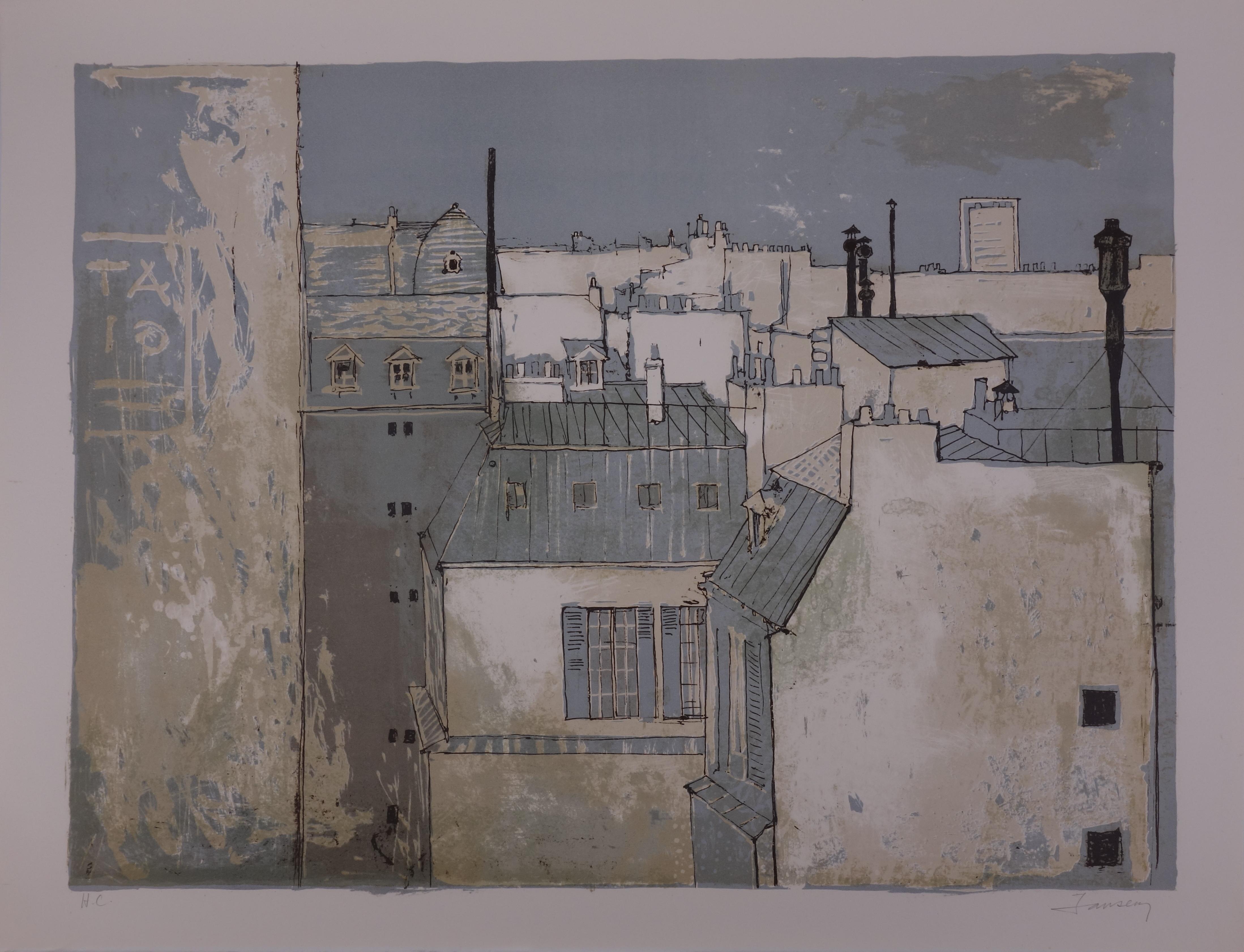 Jean Jansem - The Roofs of Paris - Handsigned lithograph (Mourlot 1973 ...