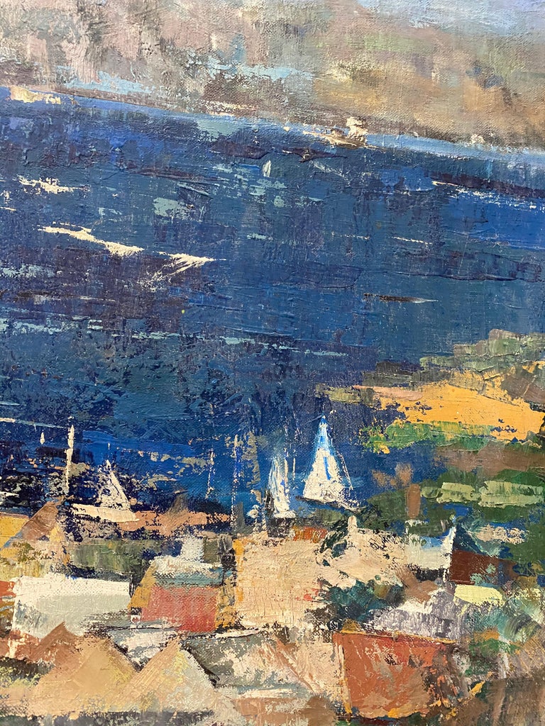 Jean Kalisch - Jean Kalisch "Across the Bay" Original Mid Century Oil ...