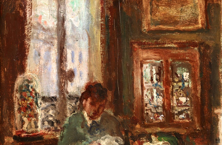 Jean-Louis-Marcel Cosson - Au Salon - Post Impressionist Oil, Figure in ...