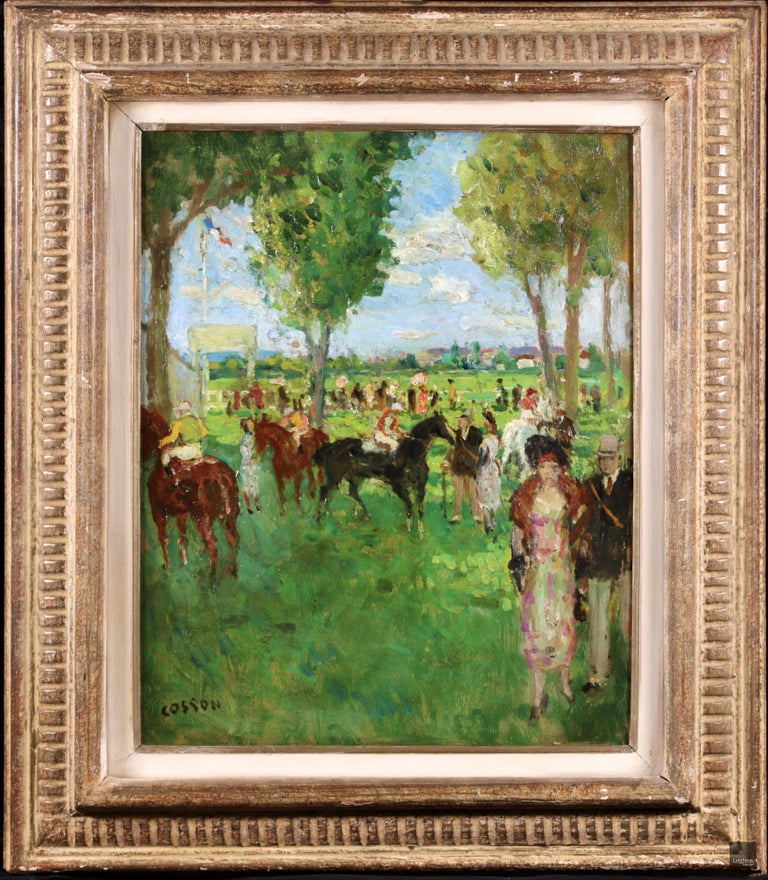 Jean-Louis-Marcel Cosson - Aux Courses - Post Impressionist Oil ...