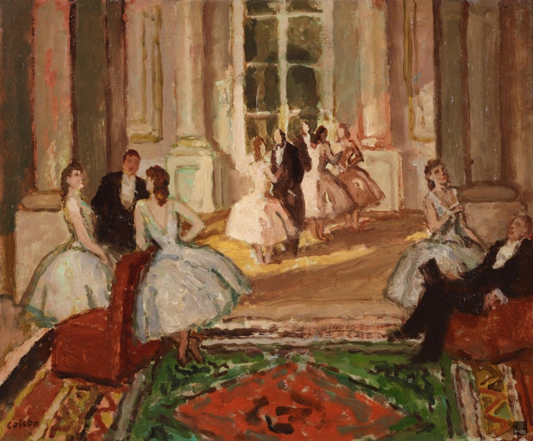 Jean-Louis-Marcel Cosson - Le foyer de l'opera -Post Impressionist Oil ...