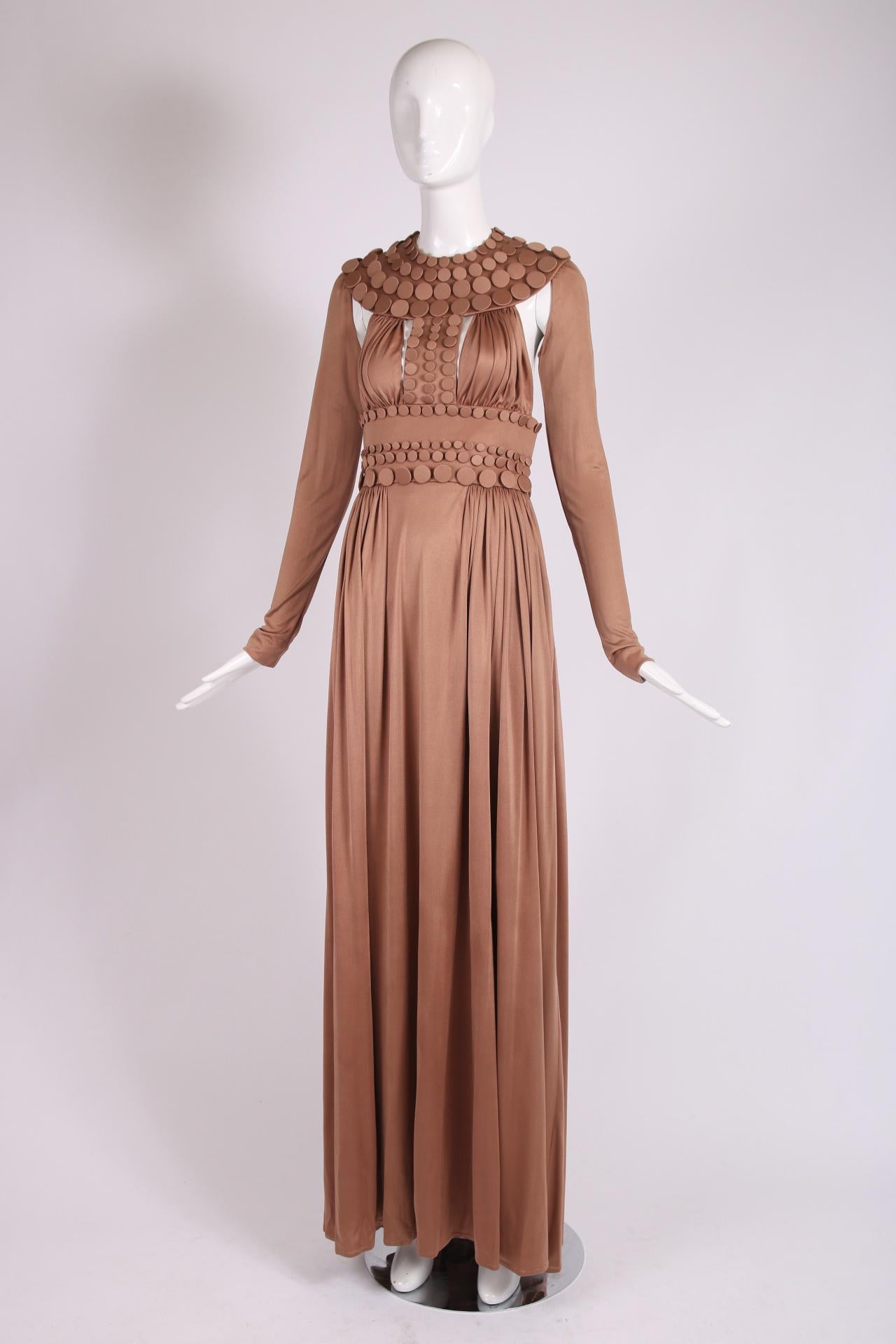 Jean-Louis Scherrer Caramel Silk Jersey Haute Couture Button Gown 2007 ...
