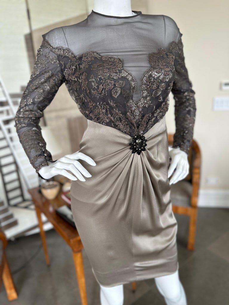 Jean - Louis Sherrer Paris Numbered Sheer Lace Trim Silk Charmeuse ...