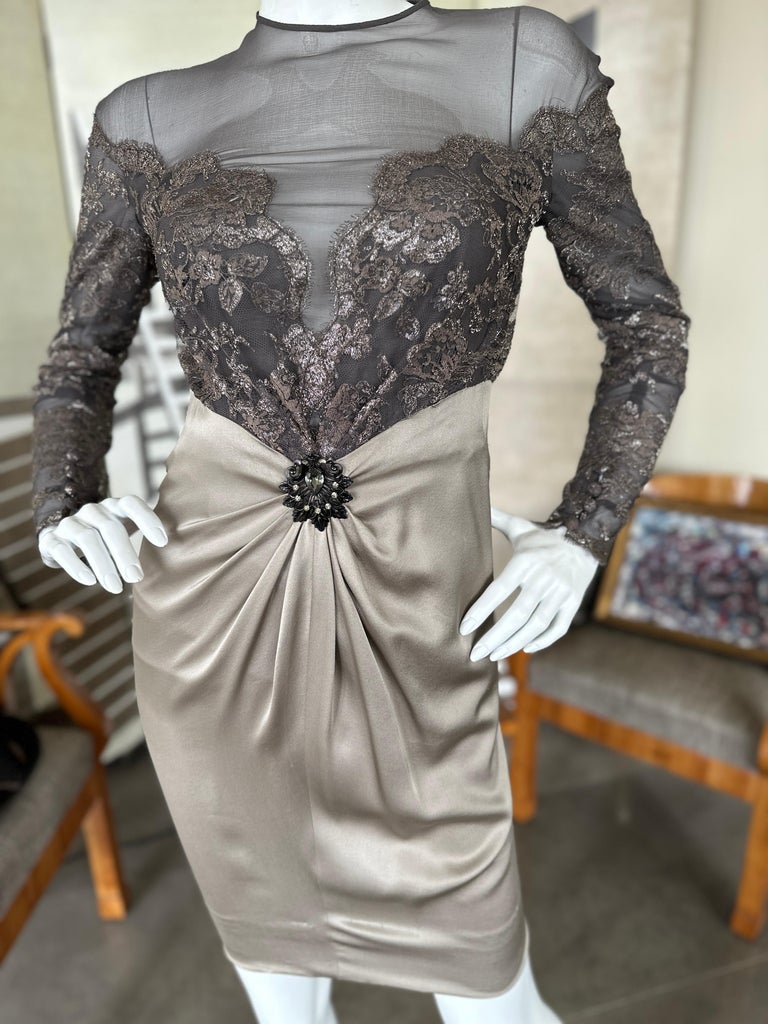 Jean - Louis Sherrer Paris Numbered Sheer Lace Trim Silk Charmeuse ...