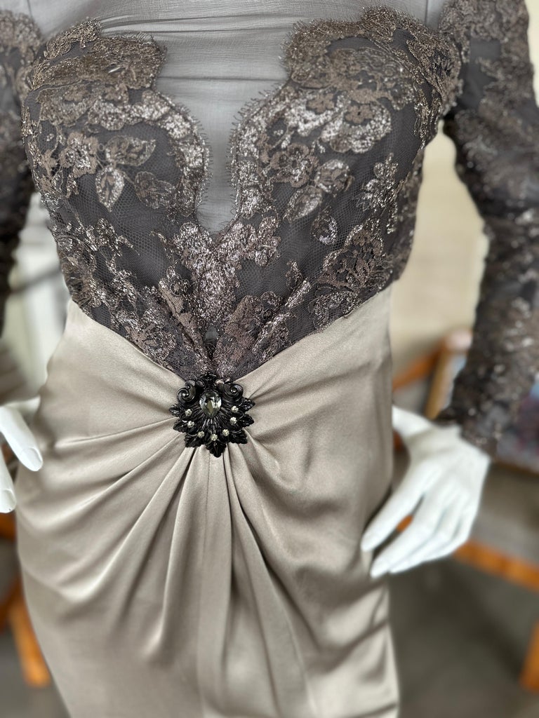 Jean - Louis Sherrer Paris Numbered Sheer Lace Trim Silk Charmeuse ...