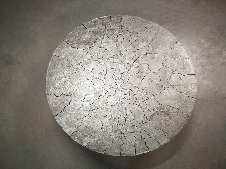 Jean-Luc Le Mounier, Moon, Bronze and Oak Round Coffee Table, France ...