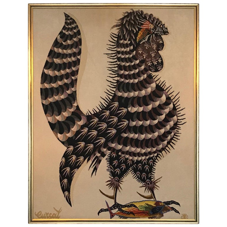 Jean Lurcat Framed Tapestry of a Rooster at 1stDibs