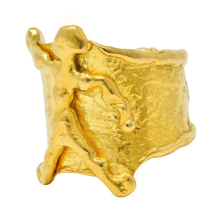 Jean Mahie 22 Karat Yellow Gold Charming Monsters Figural Vintage Wide ...