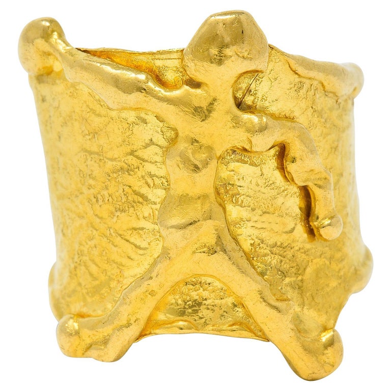 Jean Mahie 22 Karat Yellow Gold Charming Monsters Figural Vintage Wide ...