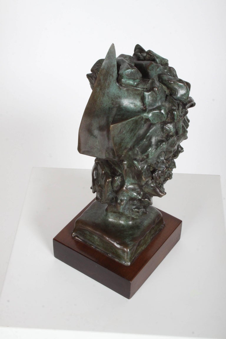Jean Mahie Bronze Cubist Head Sculpture Titled Veneration For Sale at ...