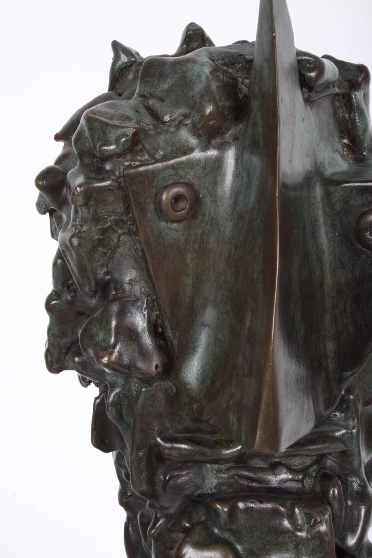 Jean Mahie Bronze Cubist Head Sculpture Titled Veneration For Sale at ...