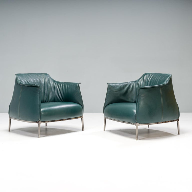Jean-Marie Massaud for Poltrona Frau Dark Green Archibald Leather ...