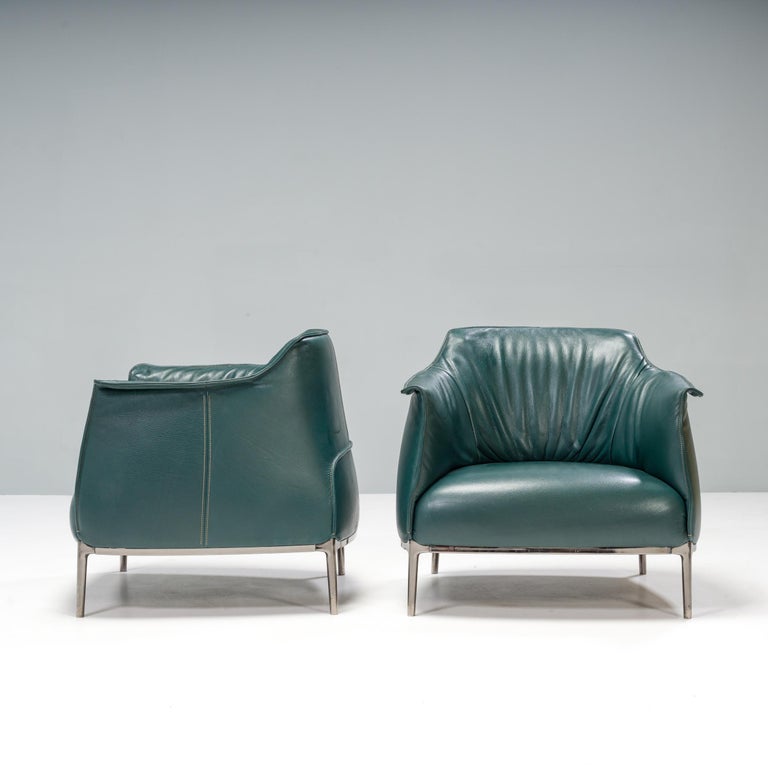 Jean-Marie Massaud for Poltrona Frau Dark Green Archibald Leather ...