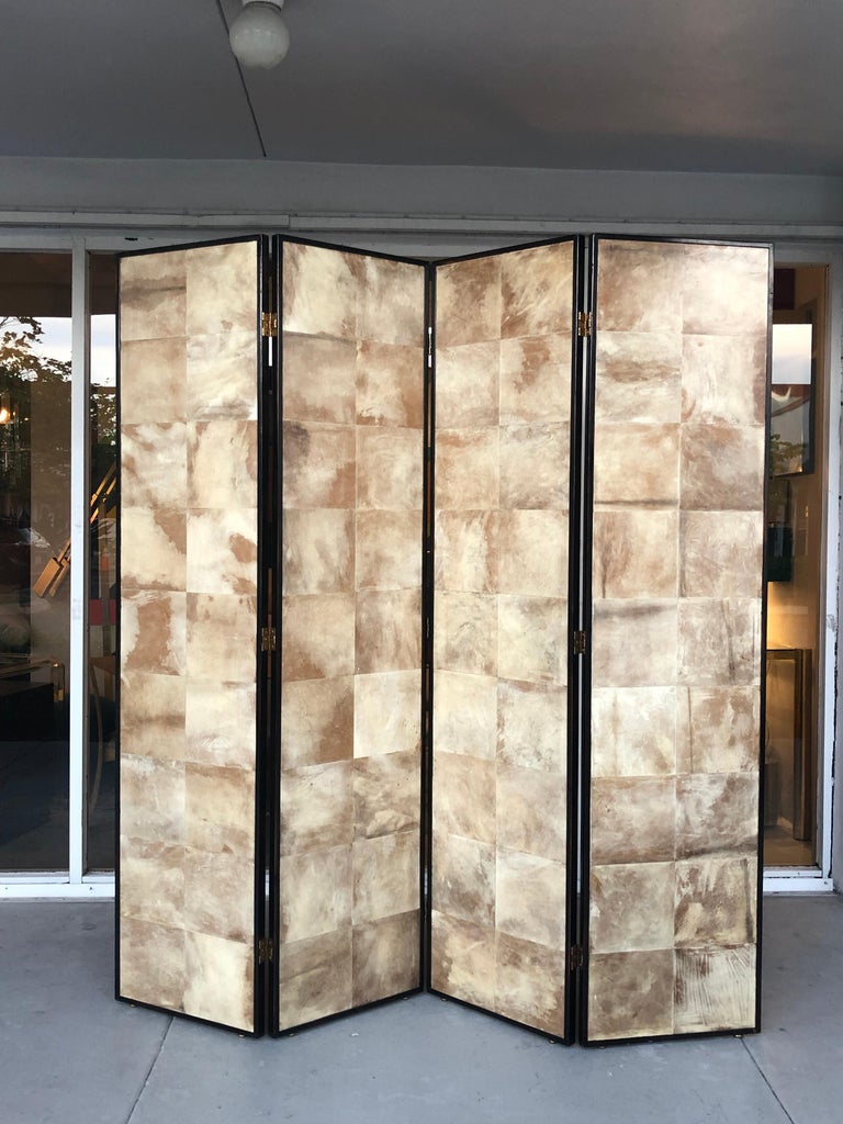 Jean-Michel Frank Manner Large Parchment Screen Room Divider For Sale ...