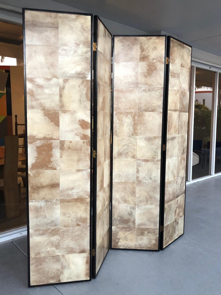 Jean-Michel Frank Manner Large Parchment Screen Room Divider For Sale ...