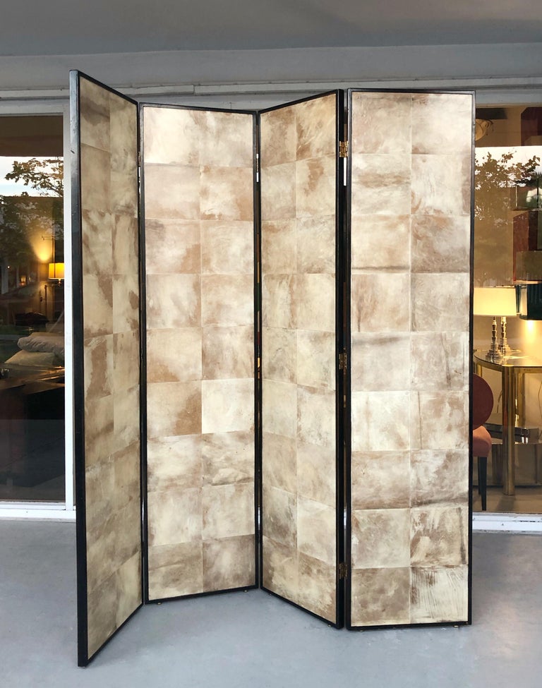 Jean-Michel Frank Manner Large Parchment Screen Room Divider For Sale ...