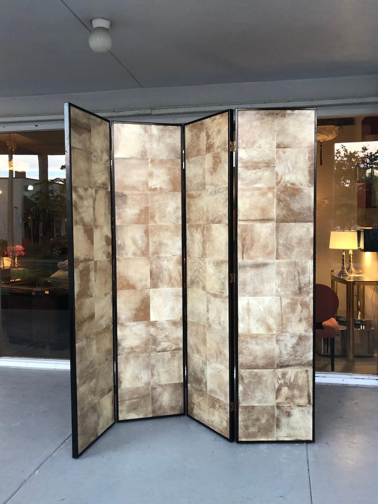 Jean-Michel Frank Manner Large Parchment Screen Room Divider For Sale ...
