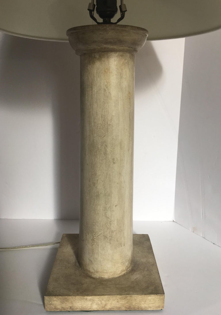 Jean-Michel Frank Style Modern Plaster Column Table Lamp at 1stDibs