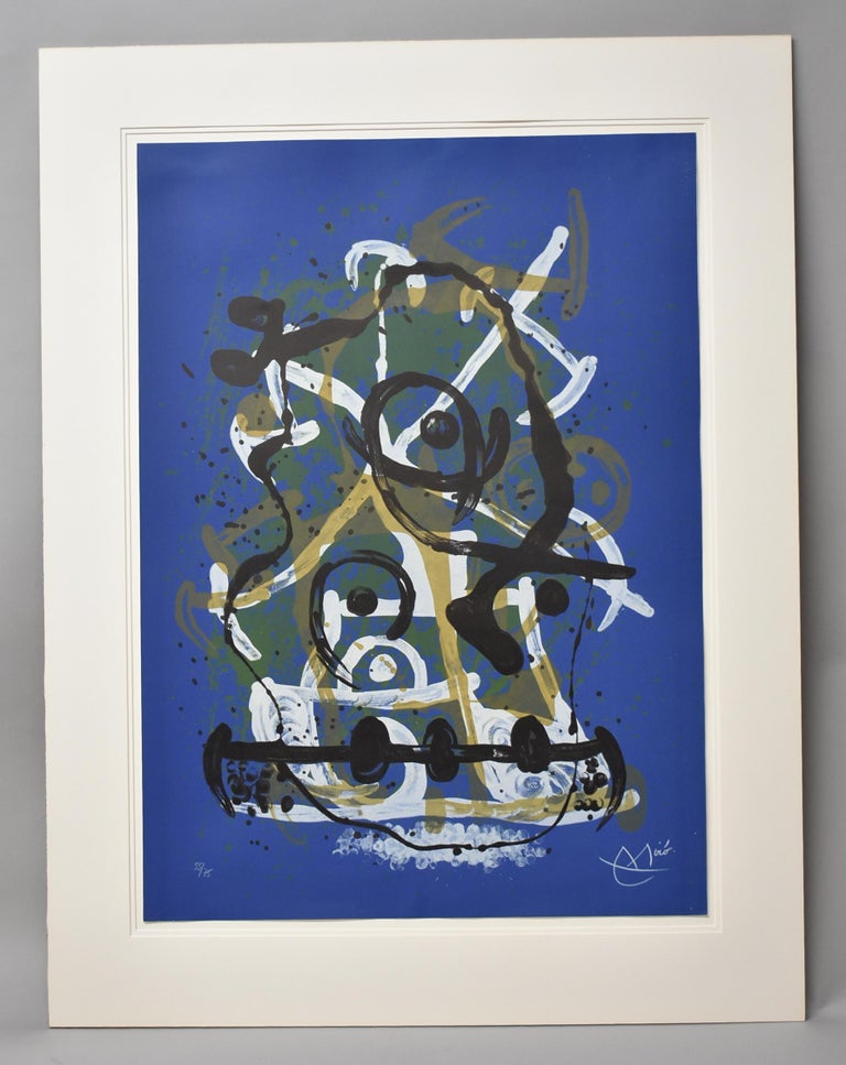 Jean Miro Spanish Abstract Lithograph Chevauchee Blue Brun Signed 55/75 ...