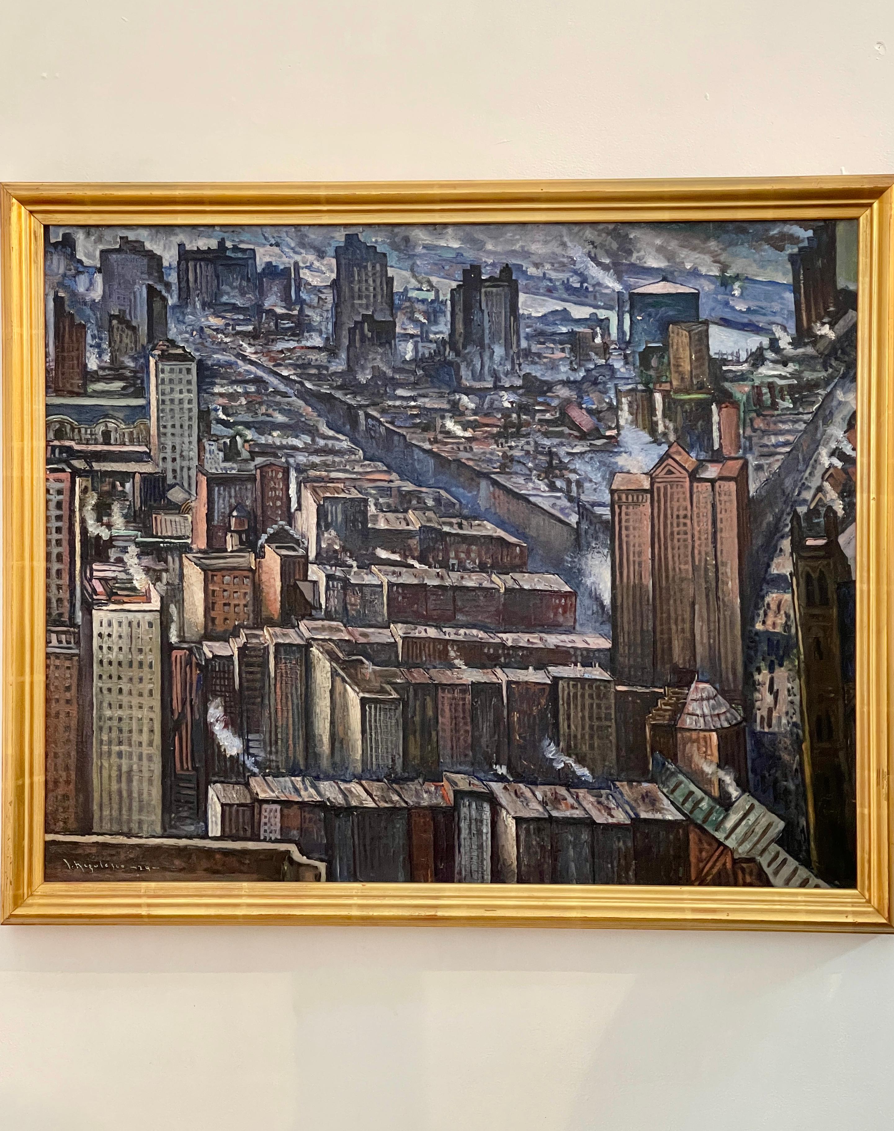 Jean Negulesco - Jean Negulesco New York City Scene, 1929 signed Oil on ...