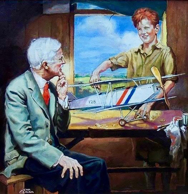 Jean Oldham - Young Boy with Plane For Sale at 1stDibs