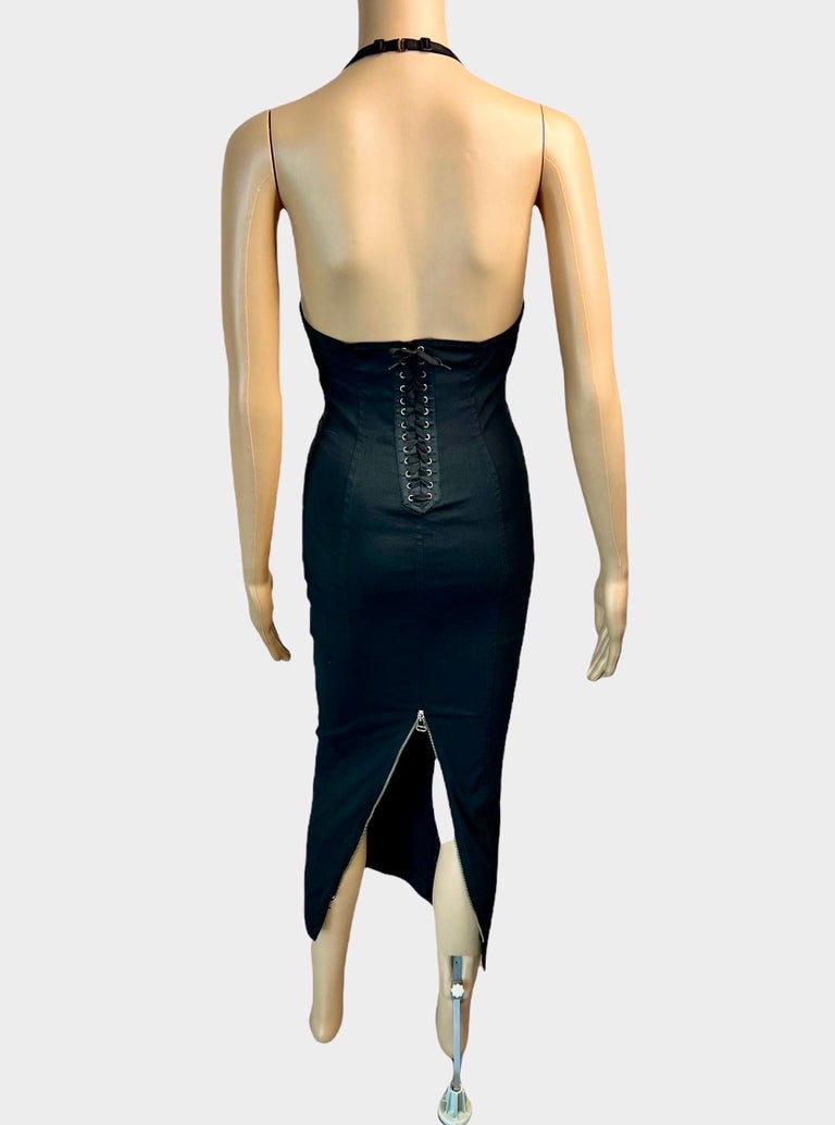 Jean Paul Gaultier 1990's Vintage Cone Bra Corset Bondage Black Evening ...