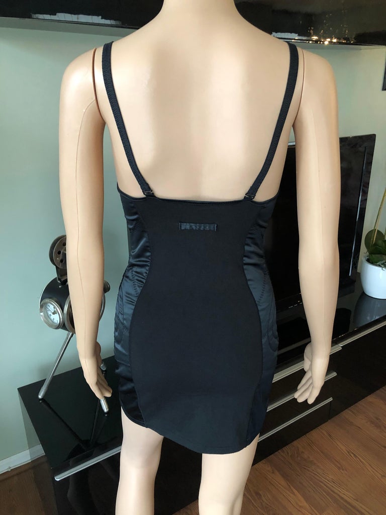 Jean Paul Gaultier 1990's Vintage Cone Bra Corset Bondage Black Mini ...