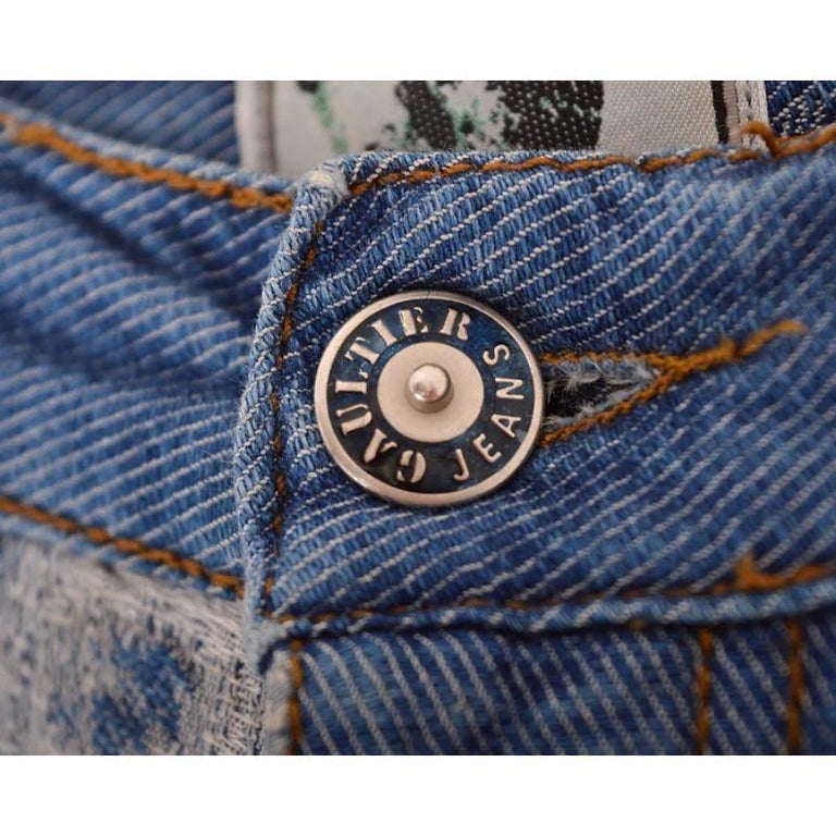 Jean Paul Gaultier AW 1992 'Shredded Face' Jacquard Denim Jeans For ...