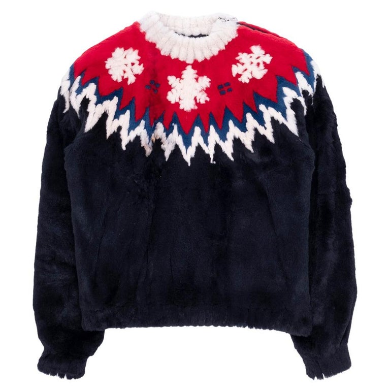 Jean Paul Gaultier AW1999 Rabbit Fur Fair Isle Sweater For Sale at 1stDibs