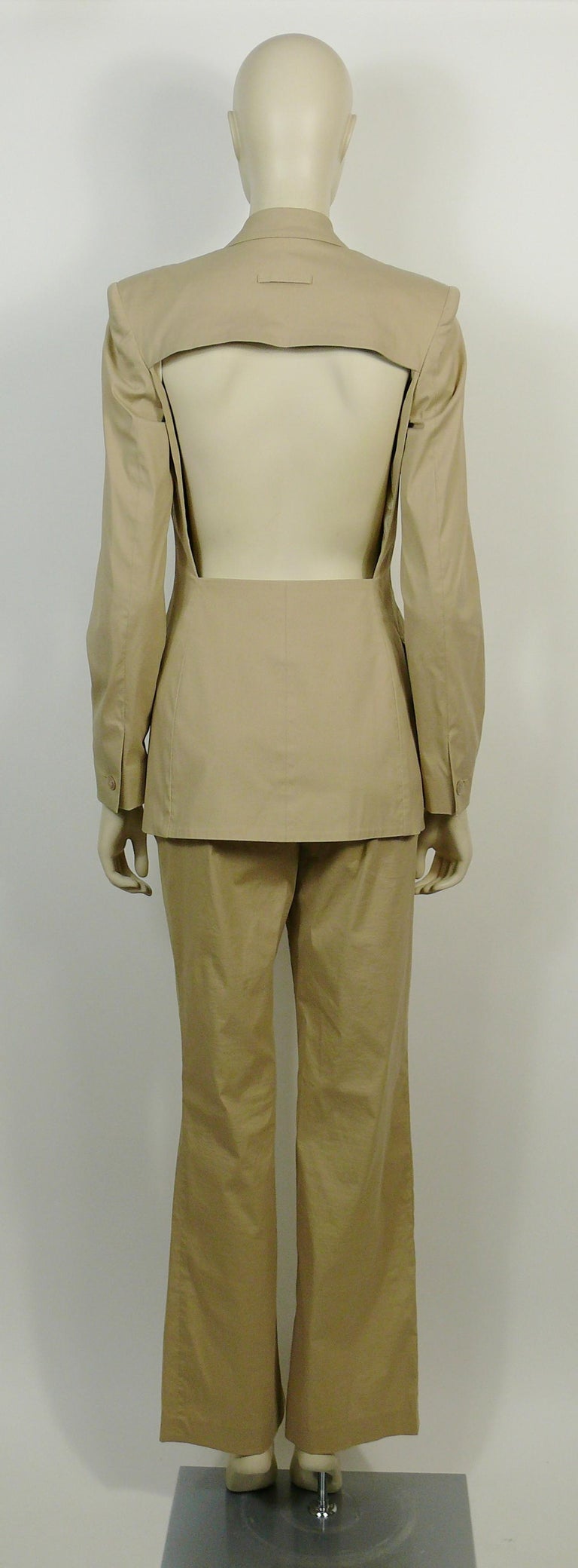 Jean Paul Gaultier Beige Cotton Suit with Iconic Cut-Out Back Blazer at ...